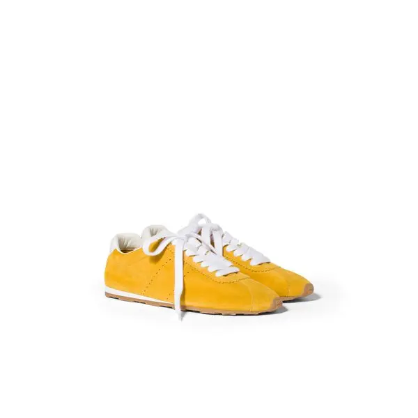 Miu Miu Plume Suede Lace-up Sneakers - Sunny Yellow