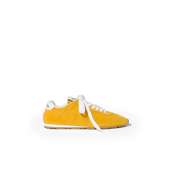 Miu Miu Plume Suede Lace-up Sneakers - Sunny Yellow