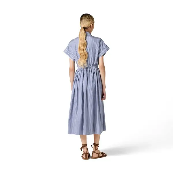 Miu Miu Vertical Stripe Poplin Midi Dress