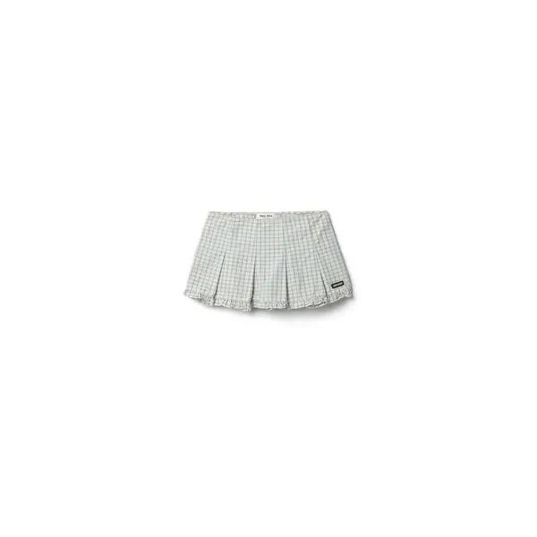 Miu Miu Pleated Checked Mini Skirt