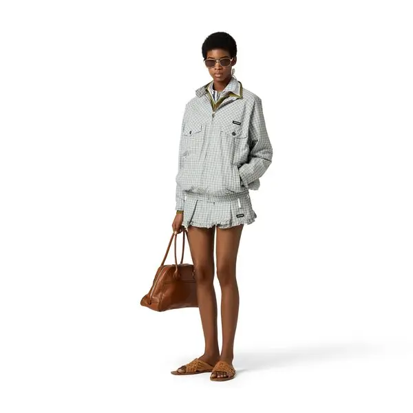 Miu Miu Pleated Checked Mini Skirt