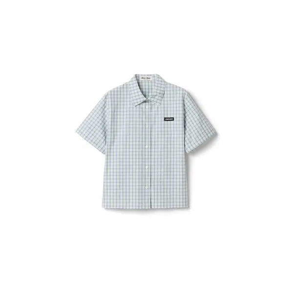 Miu Miu Checked Poplin Shirt - White/sage Green