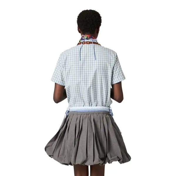 Miu Miu Checked Poplin Shirt - White/sage Green