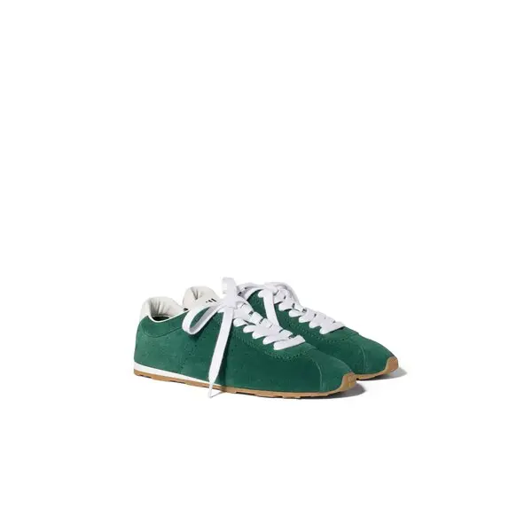 Miu Miu Plume Suede Lace-up Sneakers - Oleander Green