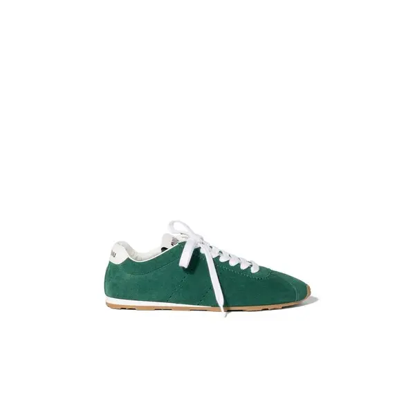 Miu Miu Plume Suede Lace-up Sneakers - Oleander Green
