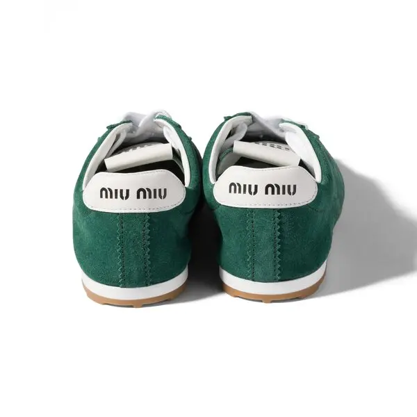 Miu Miu Plume Suede Lace-up Sneakers - Oleander Green