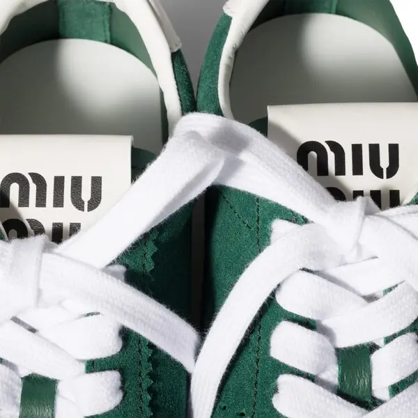 Miu Miu Plume Suede Lace-up Sneakers - Oleander Green