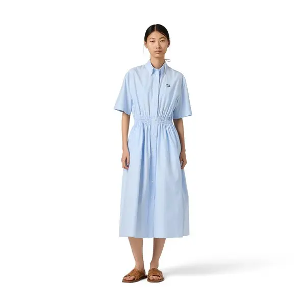 Miu Miu Gingham Check Shirt Dress With Embroidered Logo