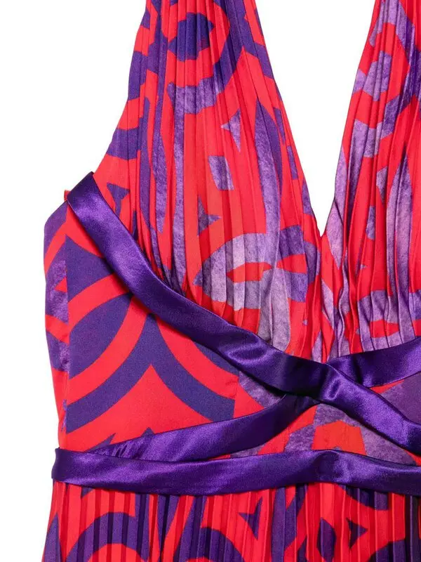 ALLURE Abstract Print Halterneck Maxi Dress