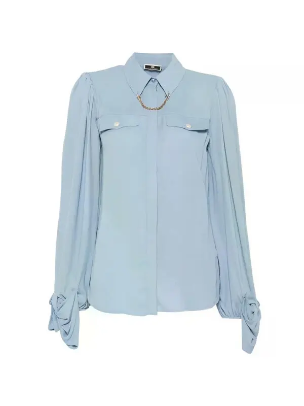 Elisabetta Franchi Chain Detail Long Sleeve Blouse - Blue