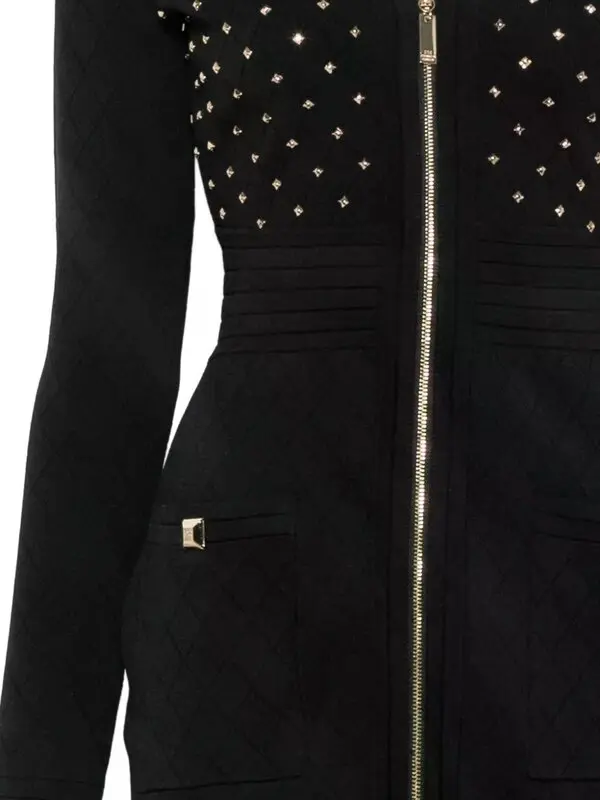 Elisabetta Franchi Stud-embellished Diamond-quilted Mini Dress