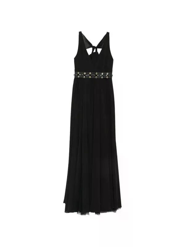 ALESSANDRO LEGORA Crystal-embellished V-neck Maxi Dress - Black