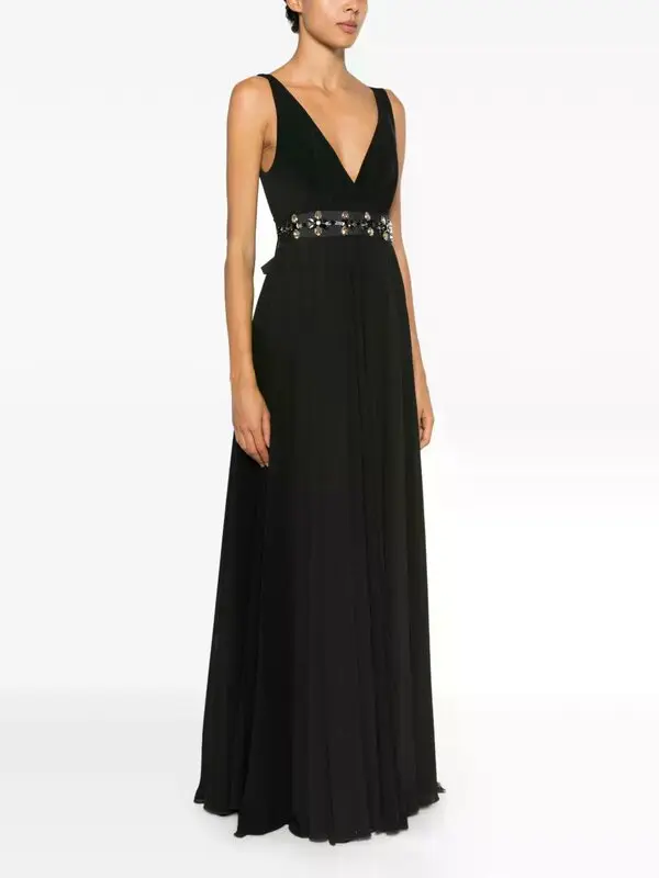 ALESSANDRO LEGORA Crystal-embellished V-neck Maxi Dress