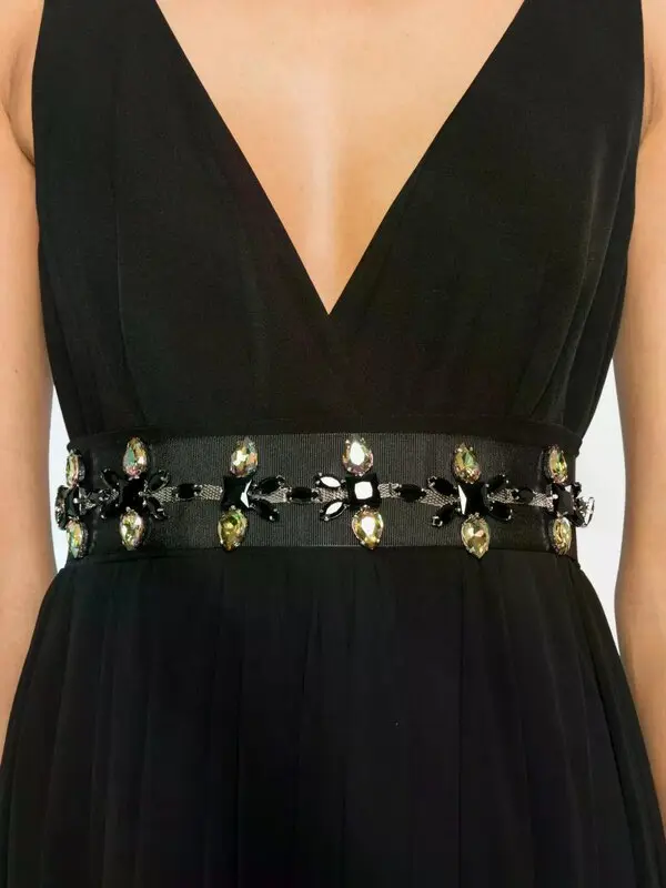 ALESSANDRO LEGORA Crystal-embellished V-neck Maxi Dress