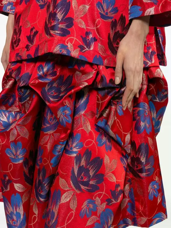 Comme Des Garçons Floral Print Midi Skirt