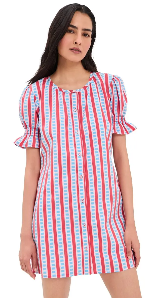 Addison Bay Striped Puff Sleeve Sailor Dress - Ruby Hatch