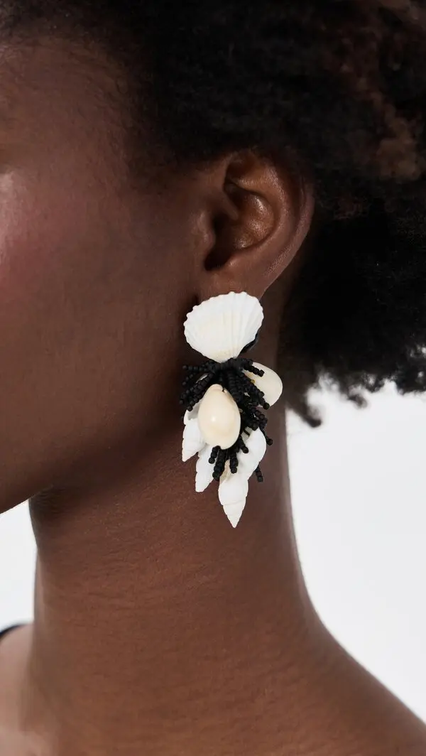 Johanna Ortiz Whimsical Waters Dangle Earrings With Shell And Beaded Embellishments