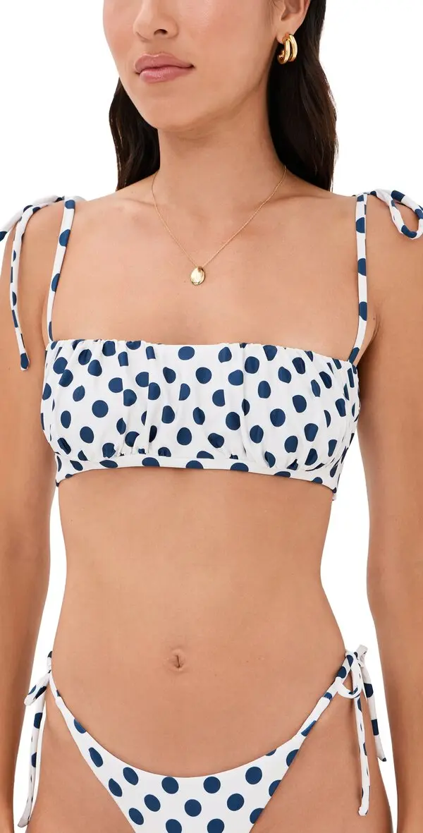 Peixoto Silas Bikini Top - Navy Polka Dots