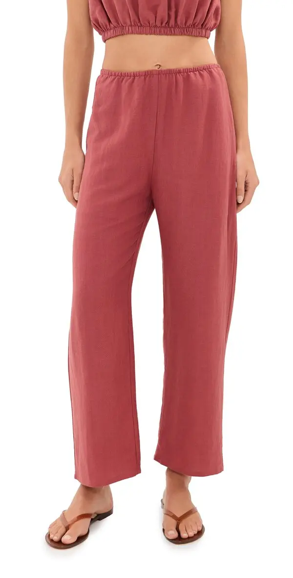 LE BOP Kelsey Cropped Mid Rise Pants - Marsala