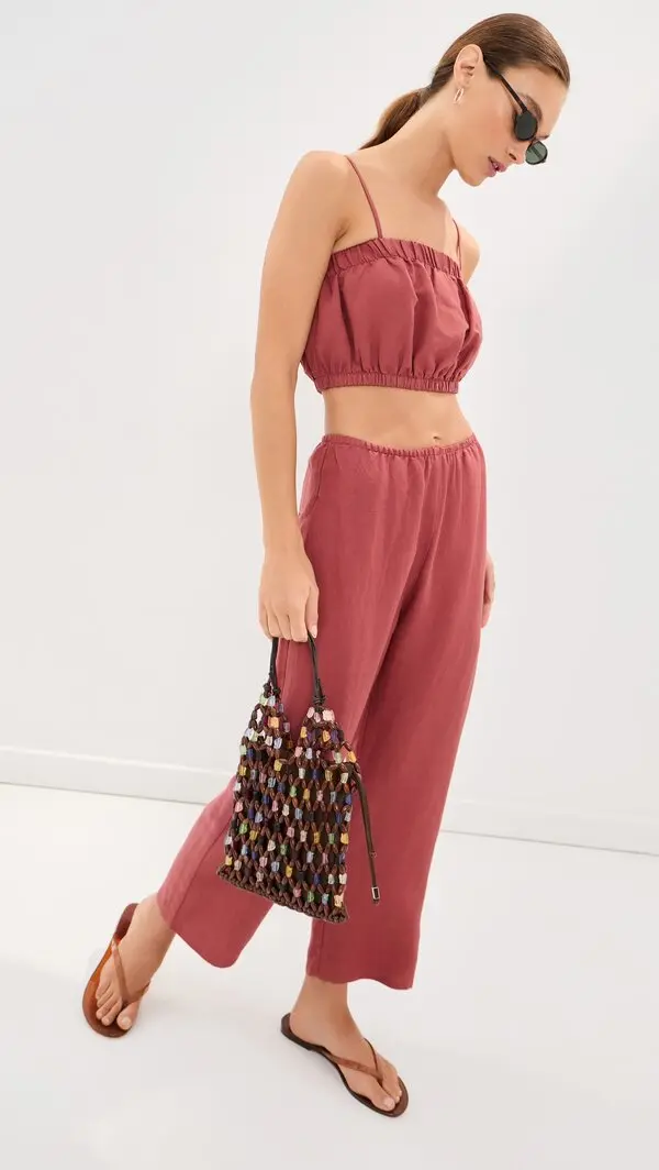 LE BOP Kelsey Cropped Mid Rise Pants - Marsala