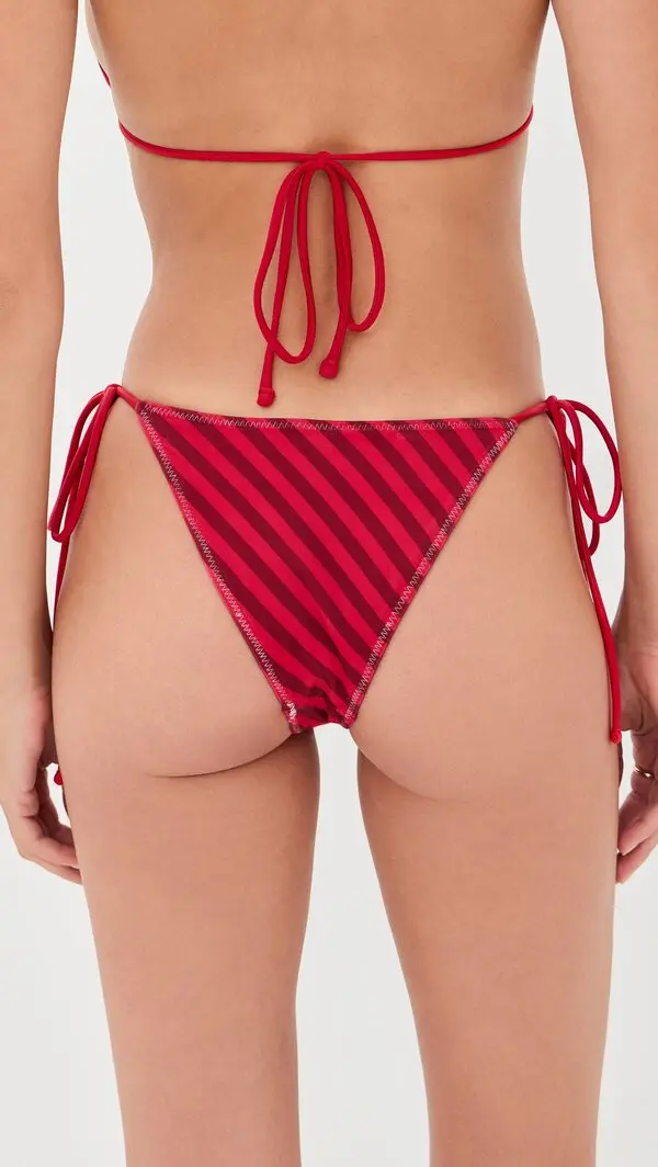 Frankies Bikinis Mackenzie Satin Stripe Bikini Bottoms - Spring Stripe