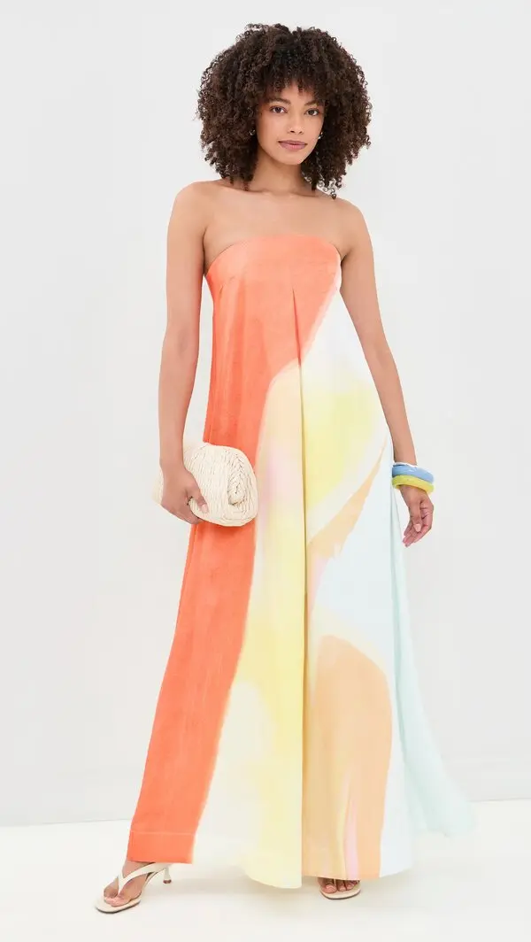 Significant Other Elvi Strapless Abstract Print Maxi Dress