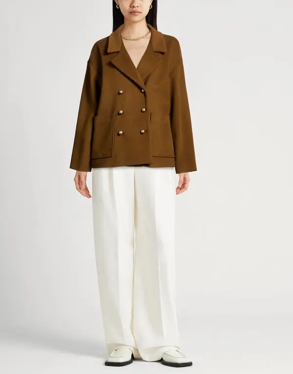 FORTE_FORTE Double-breasted Coat In Virgin Wool, Polyamide, And Cashmere