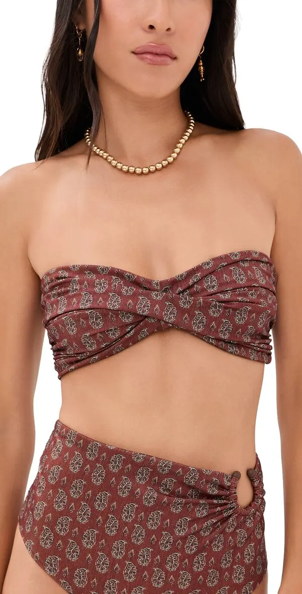 Johanna Ortiz Shimmering Sea Sprite Bikini Top - Light Ochre