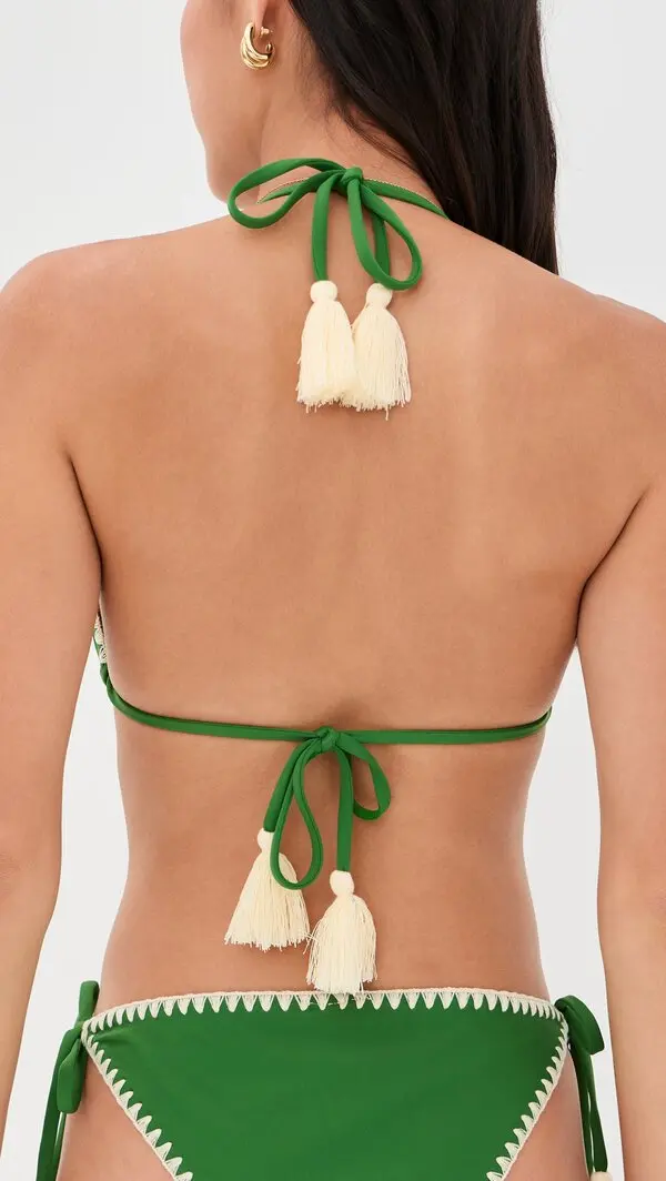 SIMONMILLER Embroidered Bikini Top - Grass Green