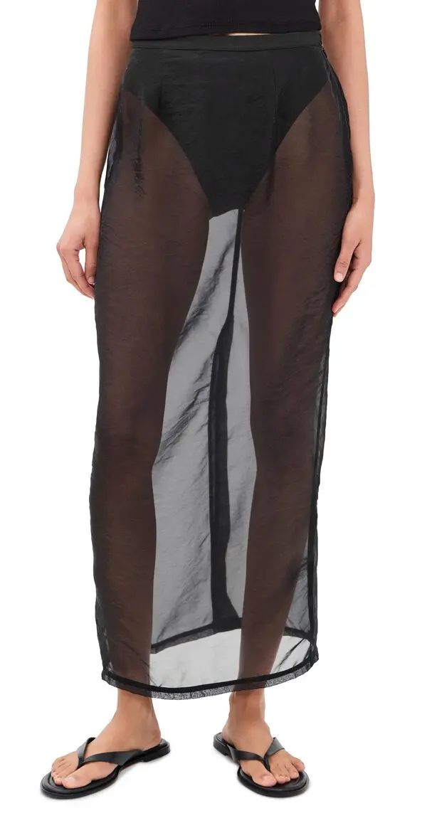 VRG GRL Devyn Sheer Midi Skirt - Black