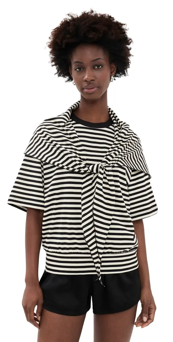 Lioness Olsen Short Sleeve Top - Onyx Stripe