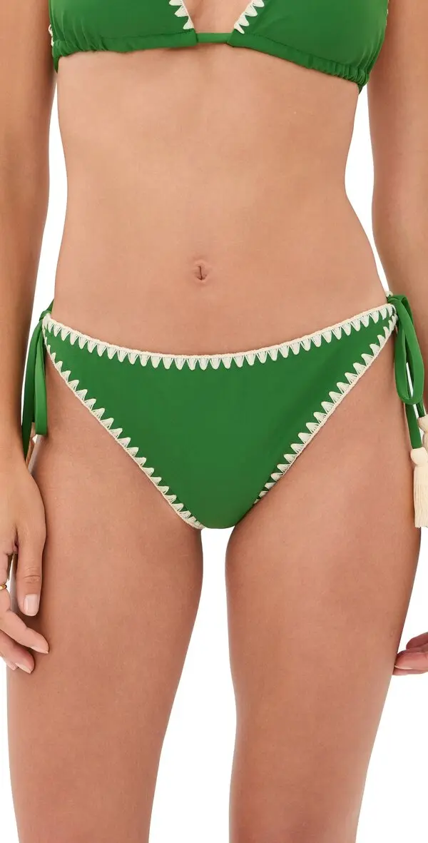 SIMONMILLER Bwai Embroidered Bikini Bottoms - Grass Green