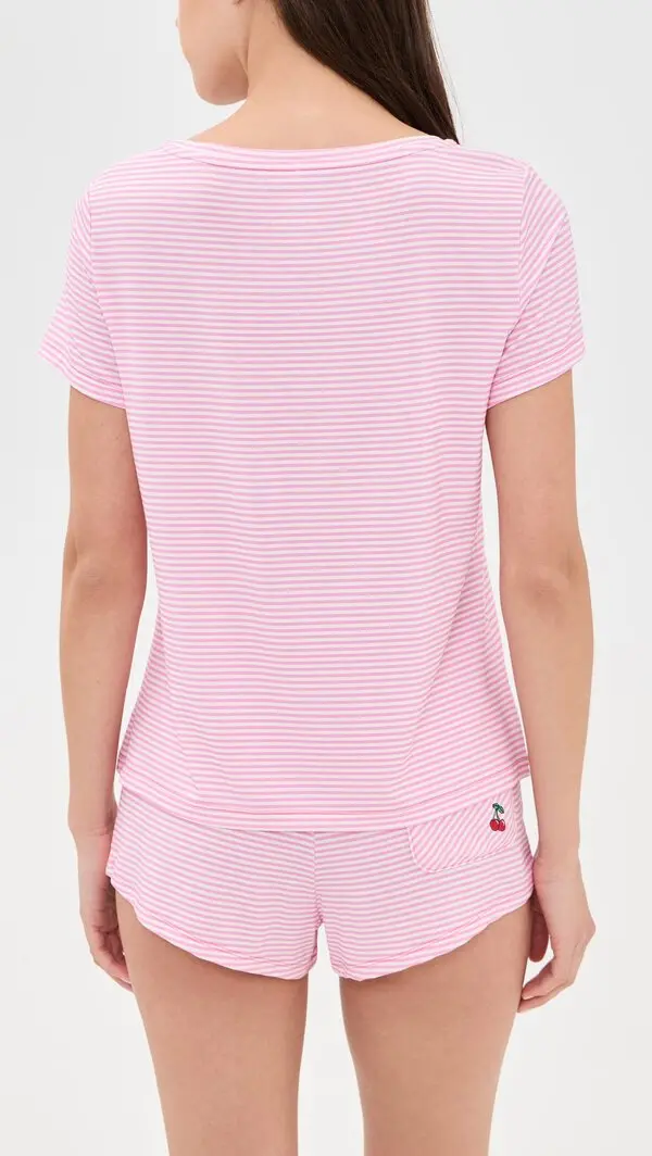 STRIPE & STARE Embroidered Cherry T-shirt And Shorts Set