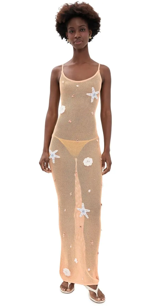DUR DOUX Sand Shell Maxi Dress - Peach