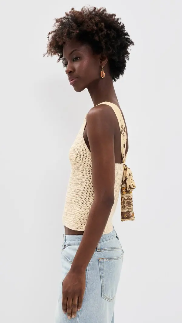 Ba&sh Cedric Crochet Halter Neck Tank Top