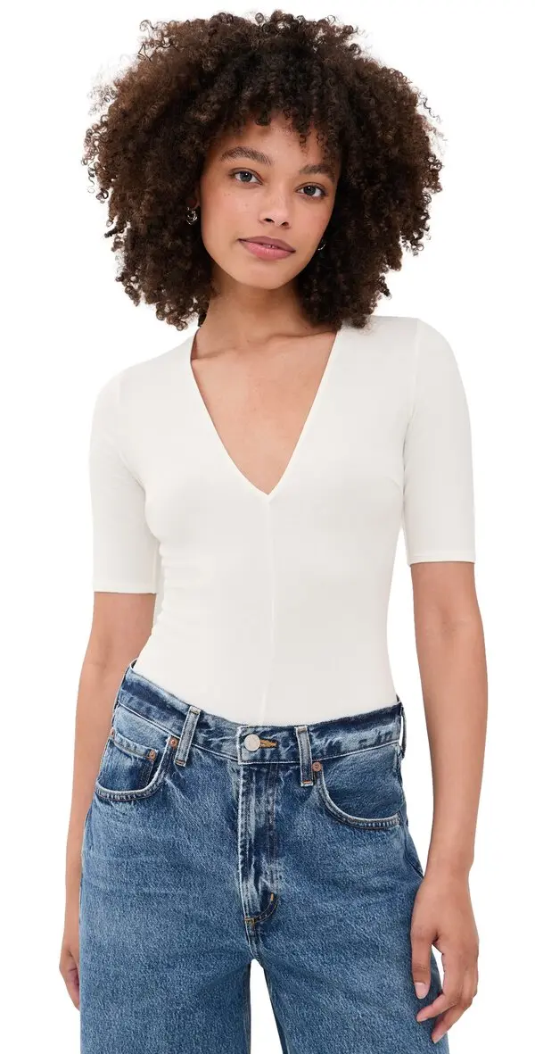 FLEUR DU MAL Deep Plunge Bodysuit - Ivory