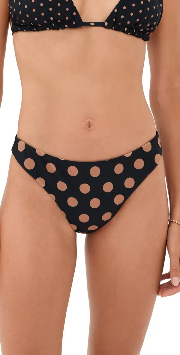 SIMONMILLER Bwai Bikini Bottoms - Black/tan Polka Dot