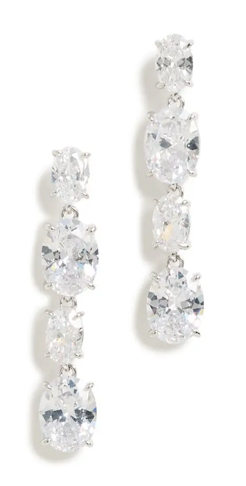 Shashi Bessett Oval Drop Earrings - Silver
