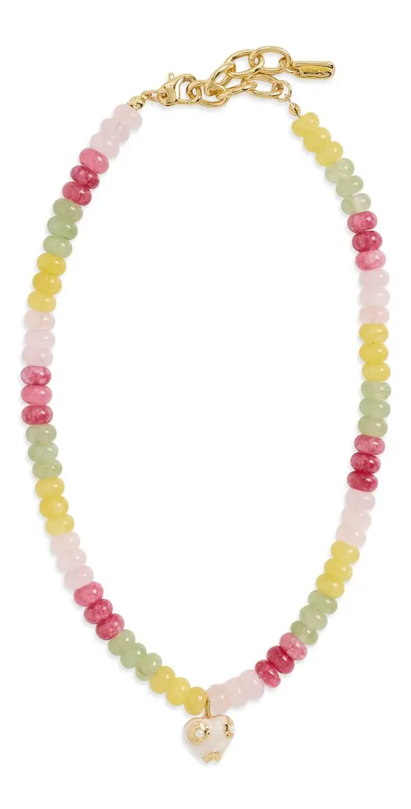 LOGAN TAY Pastel Beaded Heart Necklace - Multi-color