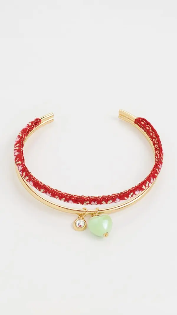 LOGAN TAY Fabric Stacked Collar Necklace With Heart Charm