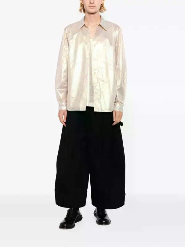 Comme Des Garçons Perforated Metallic-effect Shirt
