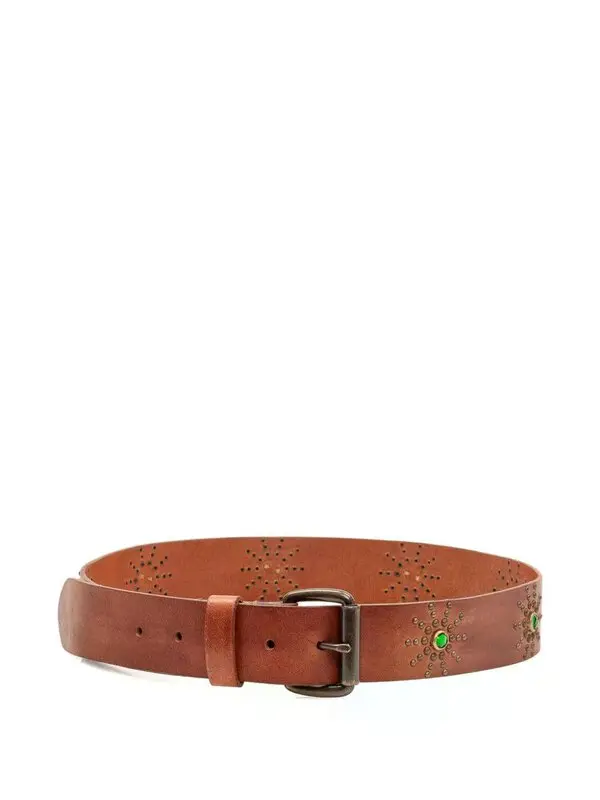 HTC LOS ANGELES Stud-embellished Leather Belt - Brown