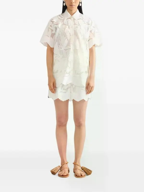 Erdem Cutwork Leaf-embroidered Shirt - White