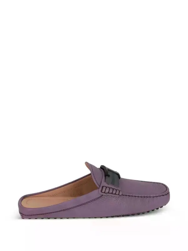 TOD'S T Timeless Pebbled Leather Mules