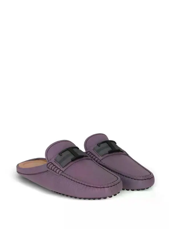 TOD'S T Timeless Pebbled Leather Mules