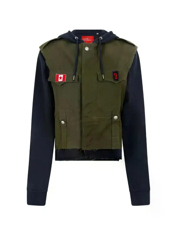 MERCI Layered-design Frayed-edge Jacket - Blue