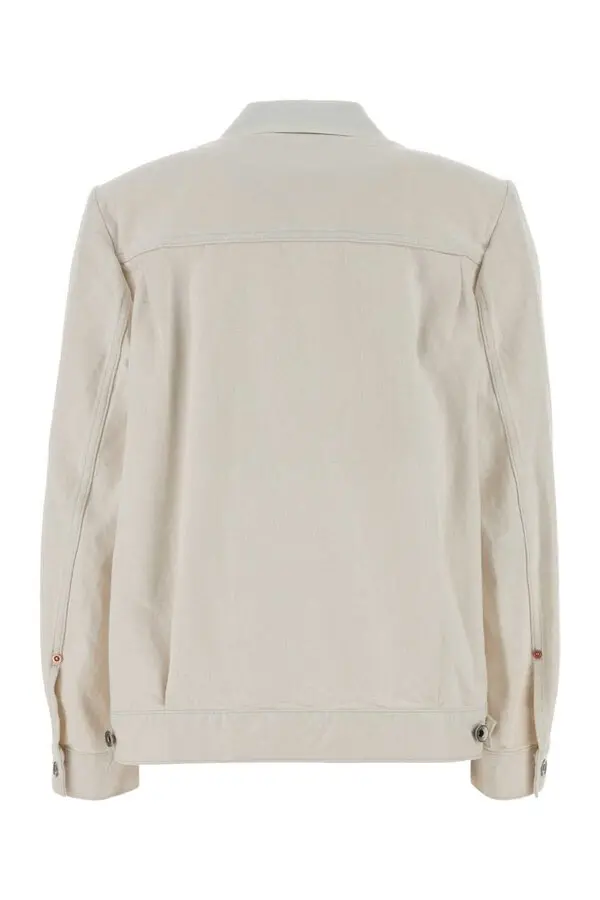 Sacai Ivory Twill And Denim Blazer