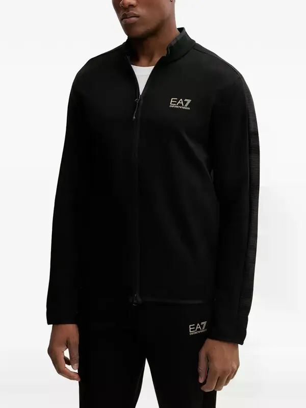 EA7 Emporio Armani Logo-print Zip-up Sweatshirt - Black