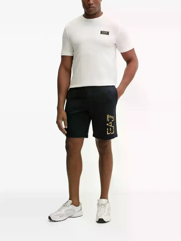 EA7 Emporio Armani Logo Print Jersey Shorts - Blue