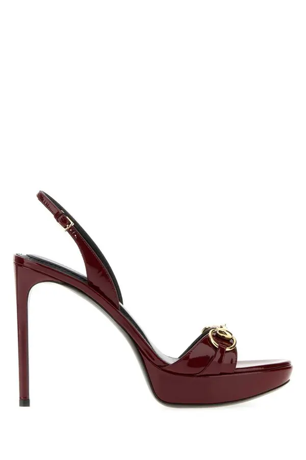 Gucci Calfskin Leather Signora Sandals With Horsebit Detail - Red